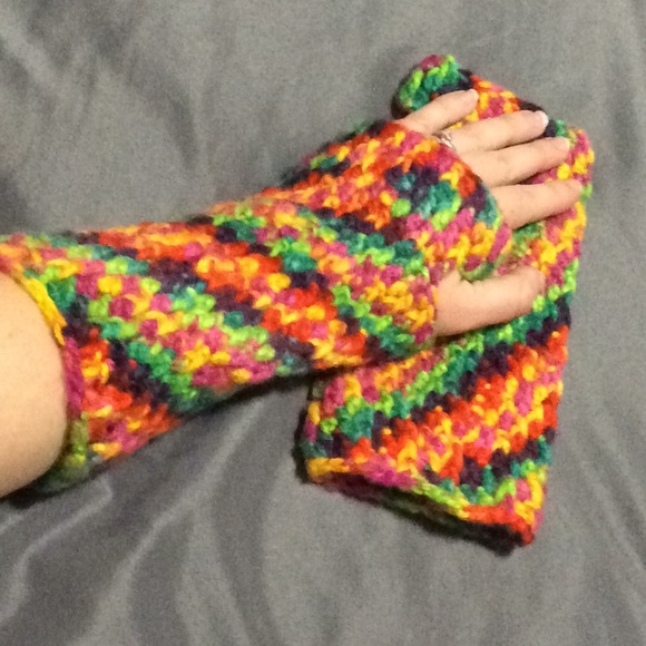 Hand Crafted | Accessories | Handmade Colorful Fingerless Gloves | Poshmark